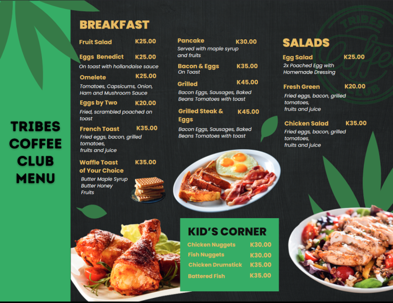 Tribes Menu - Tribes Coffee Club