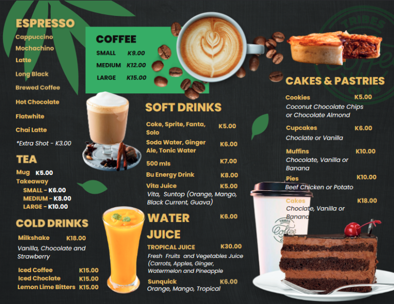 Tribes Menu - Tribes Coffee Club